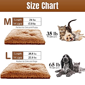 Dog Bed Long Plush Pet Bed, Comfortable Faux Fur Washable Crate Mat for Small Large Medium Dogs and Cats, Anti-Slip Fluffy Dog Kennel Pad