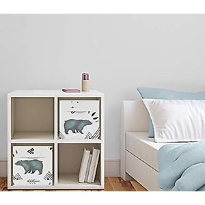 Sweet Jojo Designs Slate Blue and White Bear Mountain Watercolor Organizer Storage Bins for Collection - Set of 2
