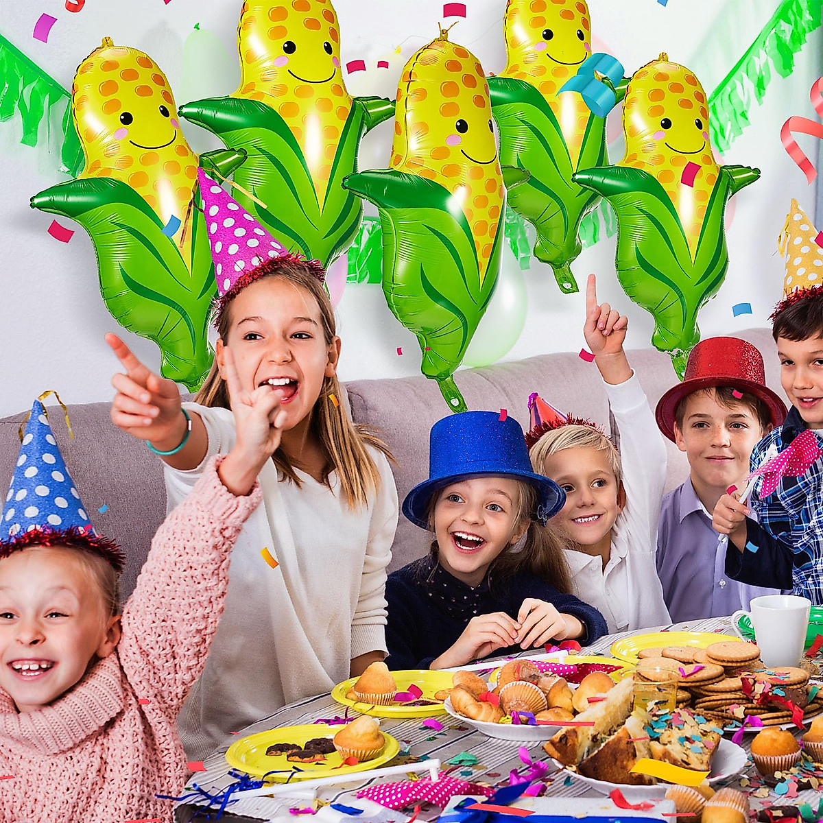 Shappy 20 Pcs Corn Balloons Fruit Themed Balloons 28 Inch Corn Decorations Balloons Corn Foil Balloon for Birthday Baby Shower Wedding Fall Vegetable Fruit Party Decorations Supplies