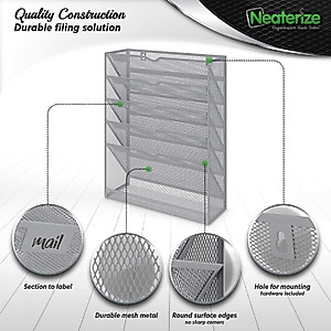 Mail Organizer for Wall - Heavy-Duty Mesh Hanging File Organizer. Wall Organizer For Papers, Folders, Files Clipboard & Magazine Organization. Great For Home, Office Classroom Or Doctor. (Black)