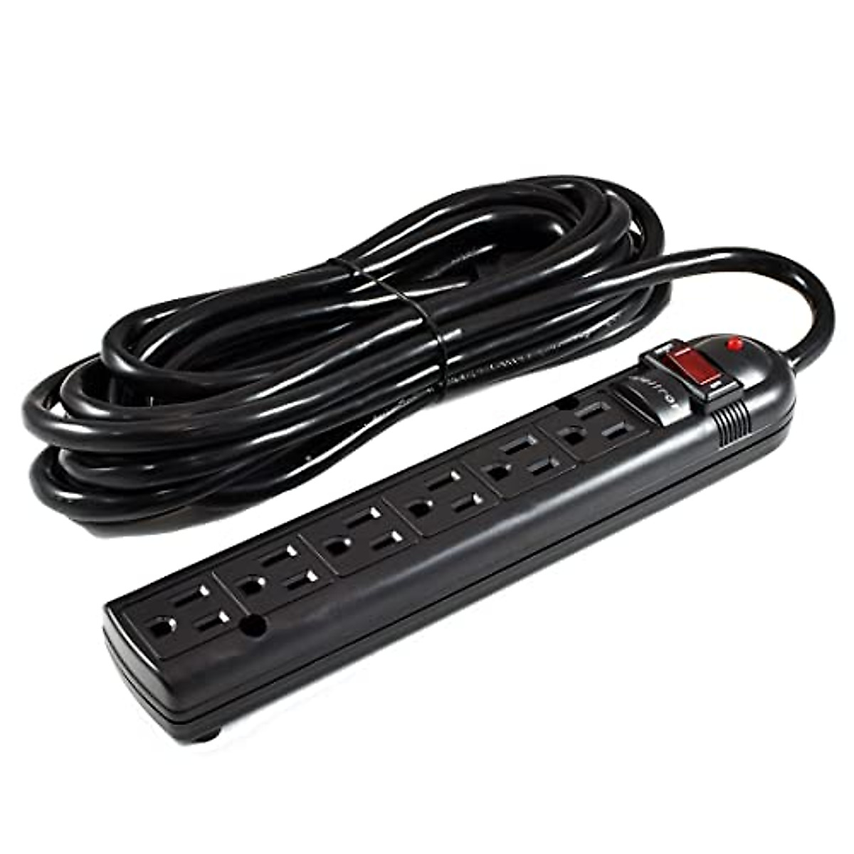 Weltron - 6 Outlet Surge Protector Power Strip 10 ft. Black (WSP-600PLF-10BK)