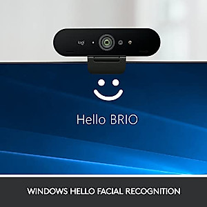 Logitech Brio 4K Webcam, Ultra 4K HD Video Calling, Noise-Canceling mic, HD Auto Light Correction, Wide Field of View, Works with Microsoft Teams, Zoom, Google Voice, PC/Mac/Laptop/Macbook/Tablet