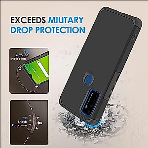 TJS Compatible with AT&T Radiant Max 5G 6.8"/Cricket Dream 5G/Cricket Innovate 5G/AT&T Fusion 5G Case, with Tempered Glass Screen Protector, Dual Layer Hybrid Shockproof Impact Phone Case (Black)