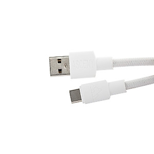 ASCENY Coiled & Double-Sleeved Mechanical Keyboard Cable, for Type-C Mechanical Keyboards (White)