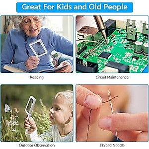 Handheld Magnifying Glass with Light,eSynic Rechargeable 4X Handheld Magnifying Glass High Clarity Acrylic Lenses Magnifying Glasses 4.3 * 2.5Inch Large Screen Handheld Magnifier for Reading etc