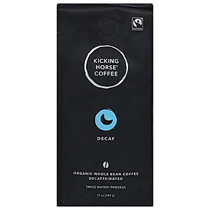 Kicking Horse Coffee, Decaf, Swiss Water Process, Dark Roast, Whole Bean, 10 Oz - Certified Organic, Fairtrade, Kosher Coffee