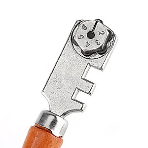 Glass Cutter, 6 Way Cutting Wheel Oil Glass Cutter, 13MM Length Handheld Glass Cutting Tool for Cutting & Scoring Glass Bottles Mirrors Shelves