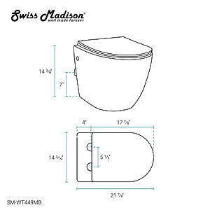 Swiss Madison Well Made Forever SM-WT449 St. Tropez Wall Hung Toilet, Glossy White