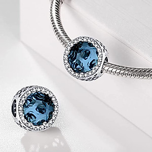 MICOO 925 Sterling Silver Sparkling Clear Charms Beads, Heart-shaped Circular Design With Cubic Zirconia Fit Pandora Original Bracelet Necklace, Gift for Women