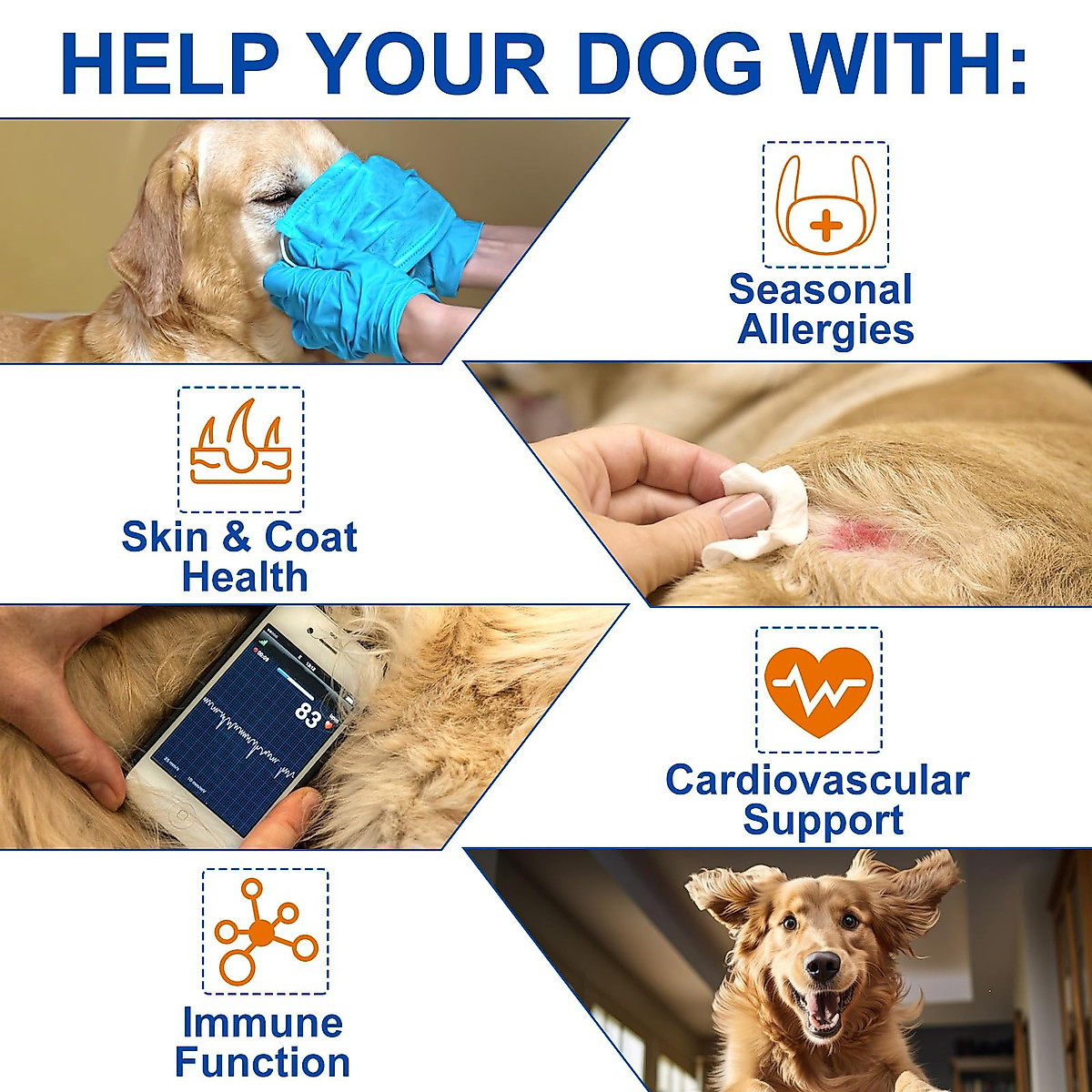 Omega 3 for Dogs, 180P Omega 3 Fish Oil Tablets for Dogs Supports Seasonal Allergies Relief, Itch Skin Relief & Promote Coat Health, Pet Dog Fish Supplements with Omega-3 6 9, Vitamin E - 180 Tablets