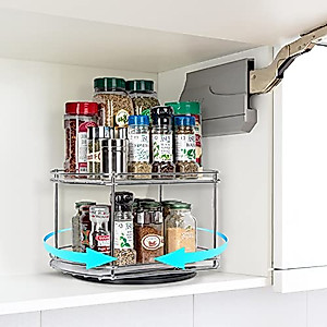 J JACKCUBE DESIGN 2 Tier Lazy Susan Turntable Cabinet Organizer - Rotating Spice Rack Storage Container - Medicine Storage Holder For Cabinets, Pantry, Fridge, Countertops - MK533A