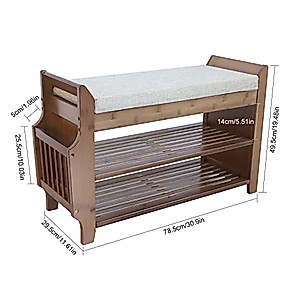 AKaSping Bamboo Shoe Rack Shoes Bench with Soft Seat 2-Tier Entryway Shoe Storage Cabinet for Home Bedroom Hallway Entryway Holds up to 400lbs