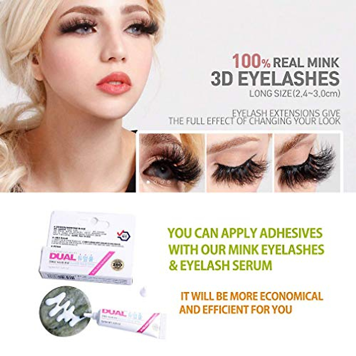 Premium Fast Drying and Strong Adhesives for Strip 3D False Eyelashes 7g / Net 0.25 OZ for Reusable and Dramatic Full Look with Cruelty Free and Latex Free, Formaldehyde Free with ISO (1 Pack)