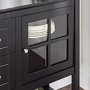 Walker Edison Charlotte Classic Glass Door Storage Buffet, 52 Inch, Black