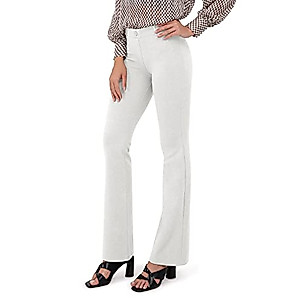 ODODOS Boot-Cut I Classic Dress Pants for Women, Faux Pockets Ponte Casual Work Pants-31 Inseam, Heather White, Large
