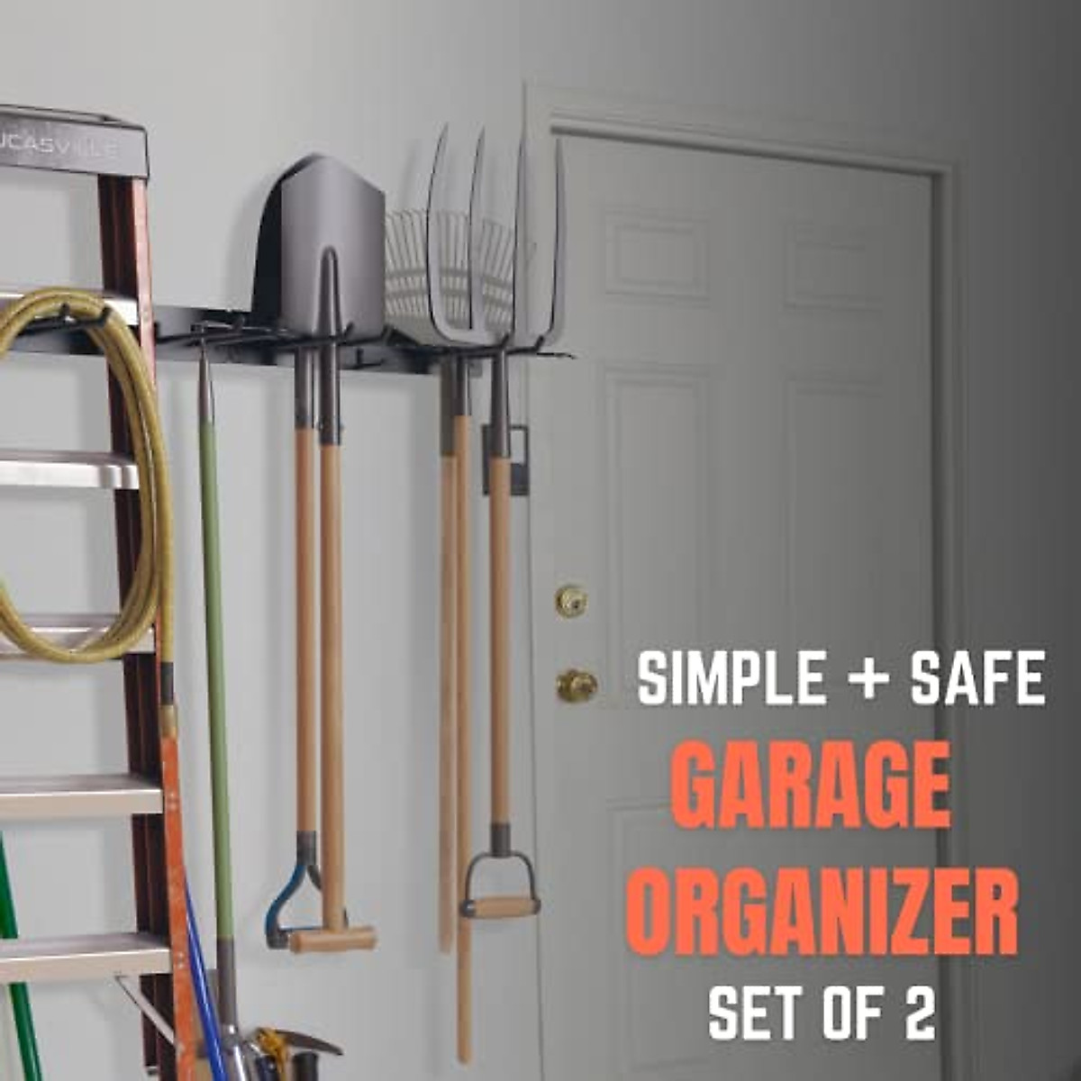 The Ultimate Garden Tool Organizer Racks For Wall Mount - Easy To Install Set of 2 Yard Tool Holders For Safe & Simple Garage/Shed Organization - Durable Utility Hangers For Shovels, Rakes & More