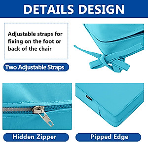 Comcaver 3 Pack Outdoor Cushions Set for Rattan Chair Wicker Sofa, Waterproof Patio Cushions Set for 4 Pieces Seater Outdoor Furniture Conversation, Teal