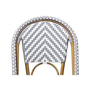 Baxton Studio Celie Classic French Indoor and Outdoor Grey and White Bamboo Style Stackable Bistro Dining Chair Set of 2