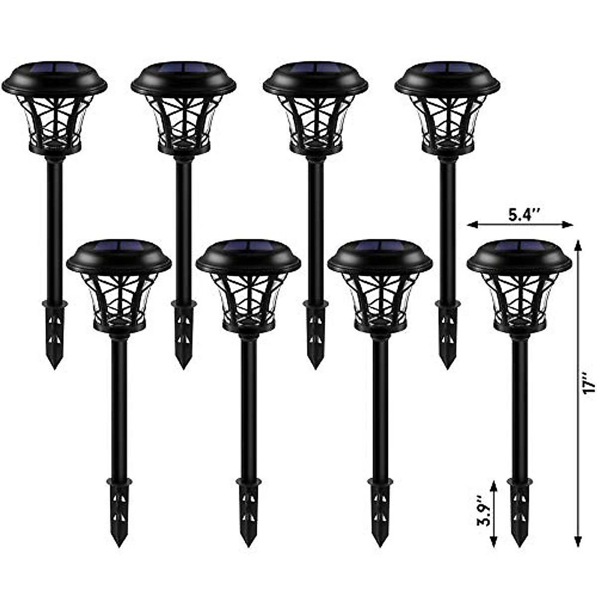 BEAU JARDIN 8 Pack Solar Landscape Pathway Lights Bright Outdoor Garden IP65 Waterpoof Stakes Metal Glass Stainless Steel Auto On/Off Powered LED Lighting Decorative for Yard Walkway Warm White BG308