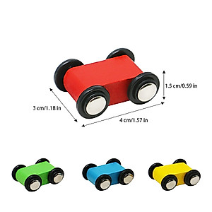 Lewo 12 Pack Mini Wooden Race Replacement Cars for Ramp Toy Toddlers Race Car Racer Set