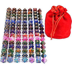 SUWEILE SZSZ 105PCS Nebula Polyhedral Dice 15 Colors for Tabletop Role Playing Games DND Dice Collector 0212 (Color : Gray)