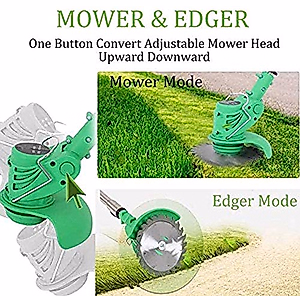 NANDAN 21V Cordless Grass Trimmer,Electric Trimmer/Edger Cutting Width 30CM with Plastic and Metal Blades Grass Brush Cutter Kit Pruning Cutter Garden Tools