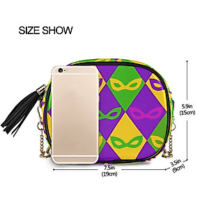 ODAWA Mardi Gras Mask Crossbody Bag Purses Shoulder Bag Soft PU Leather Small Wallet Chain Strap Bag for Women