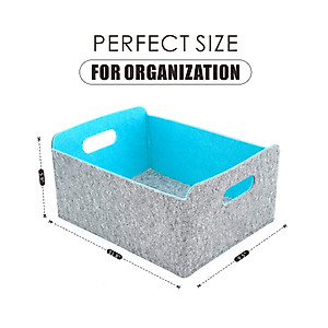 Welaxy storage baskets Felt Foldable Storage Cube bin Shelf Bins Organizer Felt box for Kids Toys Magazine Books Clothes for Office Bedroom Closet Babies Nursery Laundry (Turquoise)