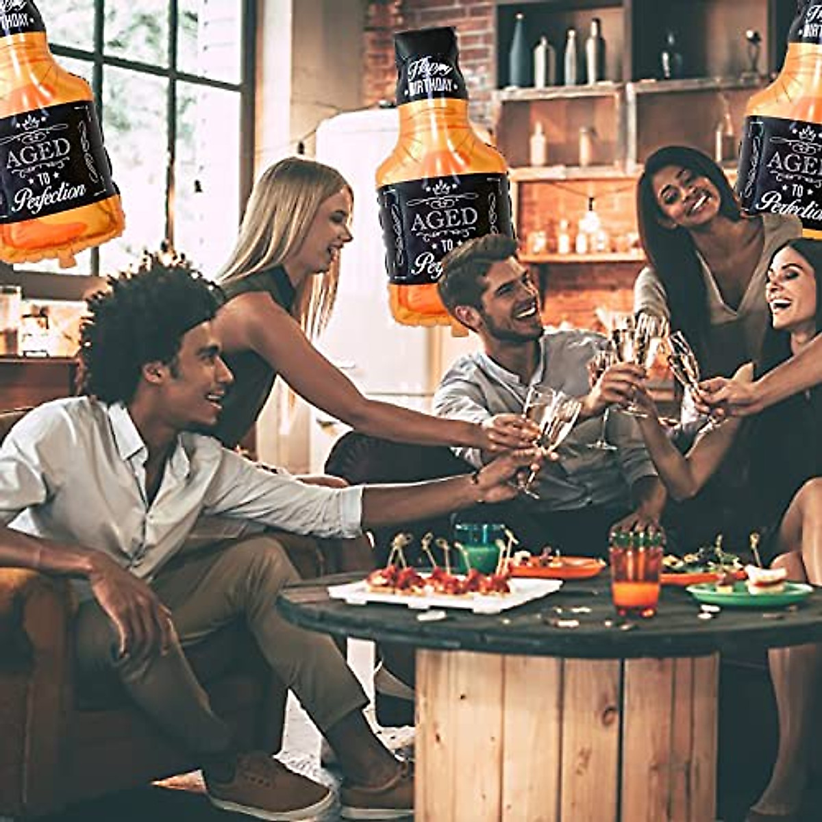 BIEUFBJI Whisky Bottle Foil Balloons Aluminum Balloon Whiskey Bottle Shape Mylar Foil Balloon for Bar Summer Party Beer Festival Birthday Party Party Decoration Supplies (4 Pcs)