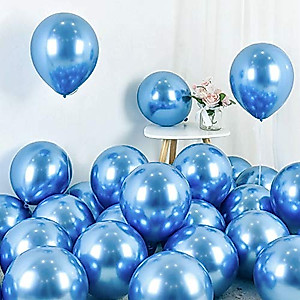 Chrome Metallic Balloons for Party 50 pcs 12 inch Thick Latex balloons for Birthday Wedding Engagement Anniversary Festival Picnic or any Friends & Family Party Decorations-Navy blue