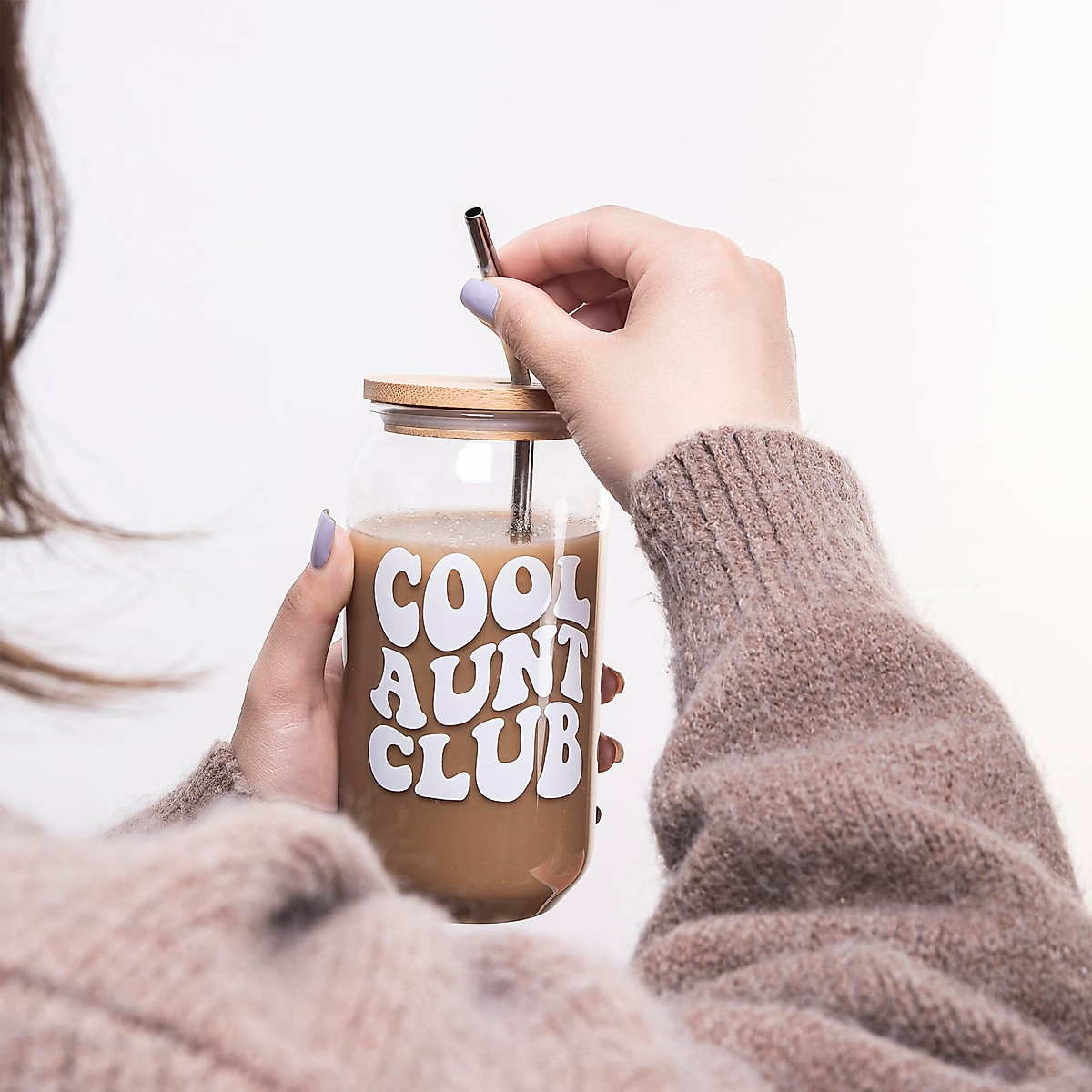 Aunt Gifts From Niece, Nephew - Auntie Gift Ideas Coffee Glass Cup Gift For Aunt To Be, New Aunt, Promoted To Aunt, Pregnancy Announcement For Aunt - Birthday, Mothers Day, Christmas For Aunt