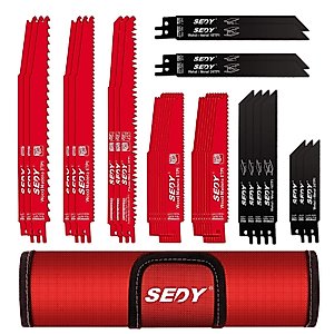 36-Piece Ultimate Reciprocating Saw Blade Set - Premium Sawzall Blades, Durable Wood & Metal Cutting Blades with Storage Pouch, Long-Lasting Pruning Blades