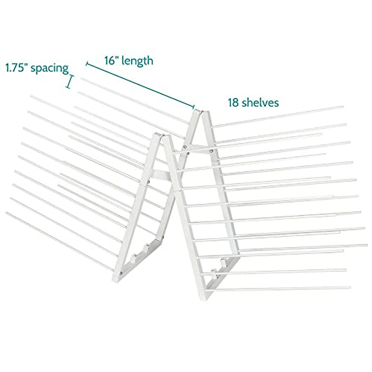 OFFICEROO Art Drying Rack Canvas Storage - 18 Shelves Ladder Rack, Foldable, Adjustable Width