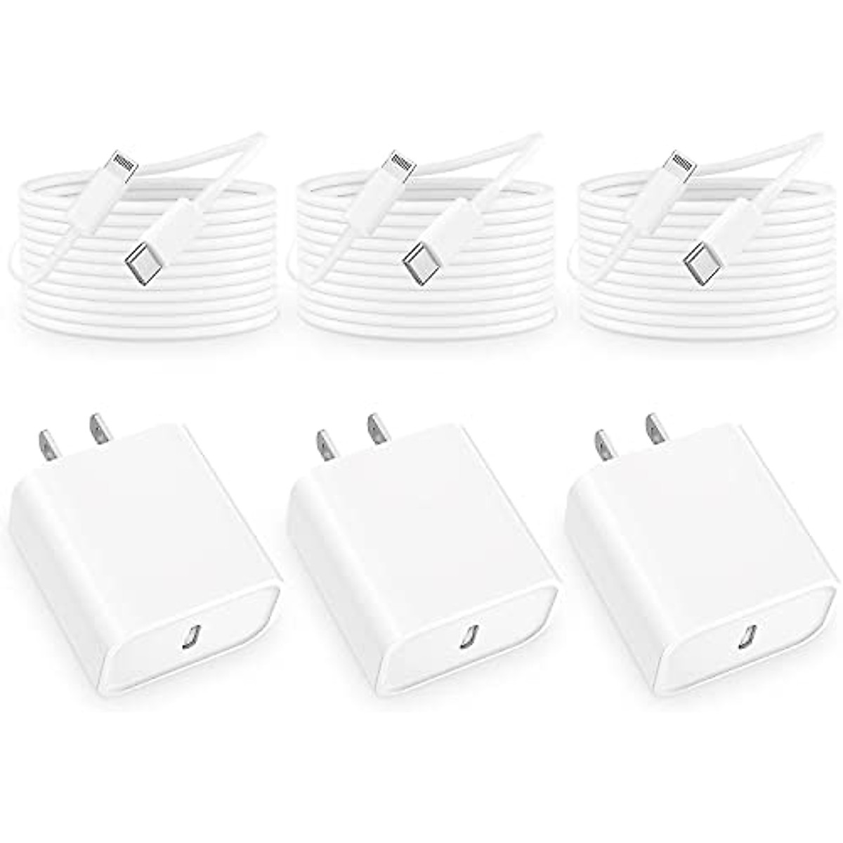 3 Pack iPhone Fast Charger, USB C Charger 20W [Apple MFi Certified] iPhone Charger PD USB C Wall Charger Adapter with 6FT USB C to Lightning Cable for iPhone 14/13/12/11/X/XR/XS/8, iPad, AirPods Pro