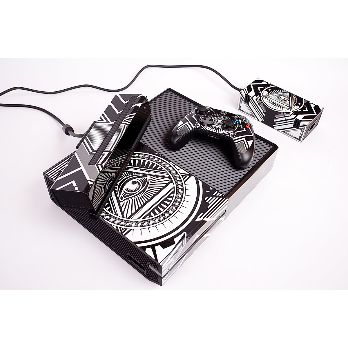 Designer Skin Sticker for the Xbox One Console With Two Wireless Controller Decals White Blossoms & Butterflies by 247Skins