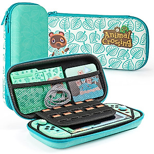 Gefacr GEFACR Case for Switch with Animal Crossing,Switch Accessories Bundle Carry Case & Protective Case Cover,Screen Protector & Thum green