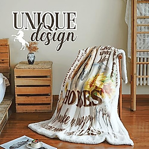 InnoBeta Horse Gifts for Girls, Horse Blankets for Birthday/Christmas, 50'' x 60'' Unique Horse Design Fluzzy Blanket, Just a Girl Who Loves Horses, Sunflowers
