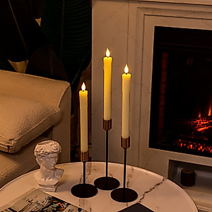 Homemory Real Wax LED Flameless Taper Candles with Remote Timer, 9.6 Inches Ivory Candlesticks, Dripless Battery Operated 3D Flickering Flame for Fireplace Xmas Halloween