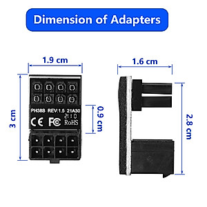 SinLoon ATX 8Pin Female to 8pin Male 180 Degree Angled Adapter for Desktops Graphics Card 4 Pack (8Pin)