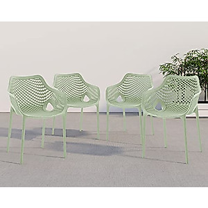 Meridian Furniture 329Mint Modern | Contemporary Patio Dining Chair with Polypropylene Plastic, Weather Resisting for Indoor or Outdoor Use, Set of 4, 22.5" W x 24.5" D x 31.5" H, Mint