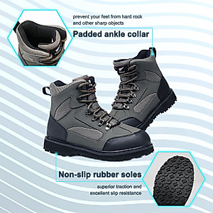 8 Fans Wading Boots for Men,Anti-Slip Rubble Sole Comfortable Durable Material Good for Fishing or Hunting Size13