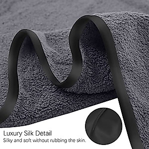 TENSTARS Silk Hemming Bath Towels for Bathroom Clearance - 27 x 55 inches - Light Thin Quick Drying - Soft Microfiber Absorbent Towel for Bath Fitness, Sports, Yoga, Travel, Gym - 2 Pack, Dark Grey