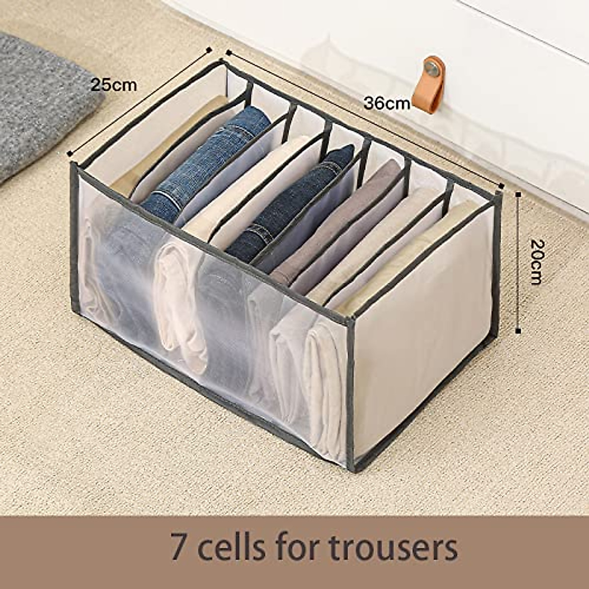 JIESMAERT Wardrobe Clothes Organizer Large Mesh Clothes Storage Containers Foldable Closet Organizer Bins, Visible Grid Storage Box for Bra, Underwear, Socks, Skirts, T-shirts, Jeans Pack of 3
