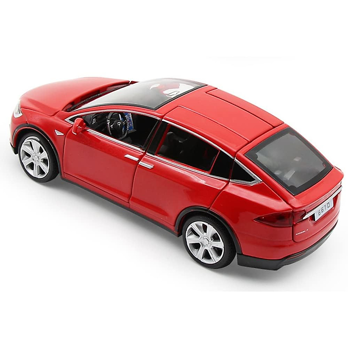 1:32 Scale Model X Alloy Car Model Diecast Toy Vehicles for Kids, Tesla car Model，Pull Back Alloy Car with Lights and Music,Mini Vehicles Toys for Kids Gift ，Children Birthday Gift（Model X-Red）