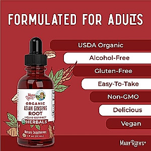 MaryRuth Organics Herbal Supplement Drop, Antioxidant, Boost Energy, Pack of 1, Ginseng Root for Vitality, Supports Focus and Endurance, Vegan, Non-GMO, Gluten Free, 1 Fluid Ounces