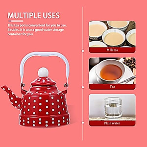 HEMOTON Kettle Stovetop Enameled Teapot Chinese Style Heating Water Kettle with Handle Large Capacity Hot Water Kettle Kitchen Teapot for Stovetop Induction Cooker （ Red ） Red Tea Kettle