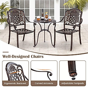 VcJta 2PCS Aluminum Outdoor Armchairs, Patio Metal Chairs with Ergonomic Curved seat - Stylish Seating for Your Garden