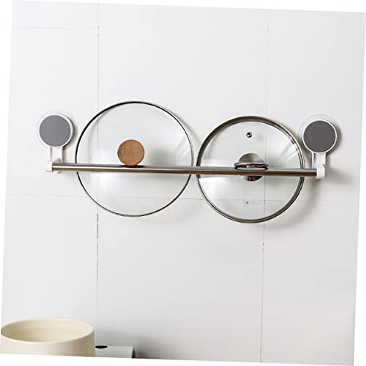 Wall Mounted Towel Holder 2pcs Suction Cup Towel bar Suction Cup Towel Rack Towel Rack with Shelf White Pot Cover Shelf Towel Shelf Pot Cover Rack no Trace Lid Rack Individual