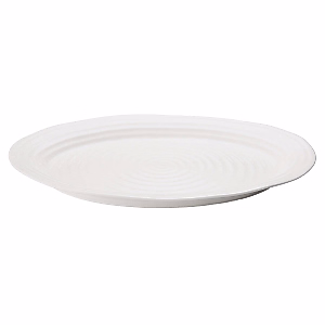 Portmeirion Sophie Conran White Oval Turkey Platter | 20 Inch Large Tray for Serving Appetizers, Snacks and Pizza | Made from Fine Porcelain | Dishwasher and Microwave Safe