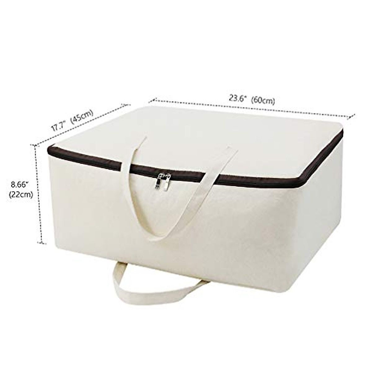 Breathable Canvas Soft Storage Bag with Handles, Beige, 2pcs